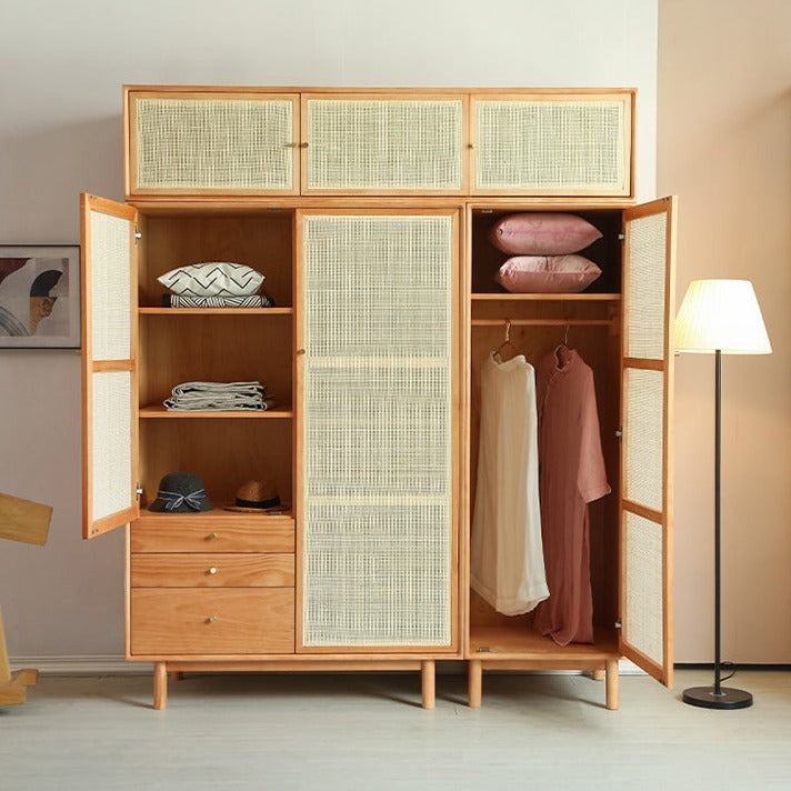 Suzuki Wardrobe - Solid Pine Rattan Closet for Your Home – LaFloria ...