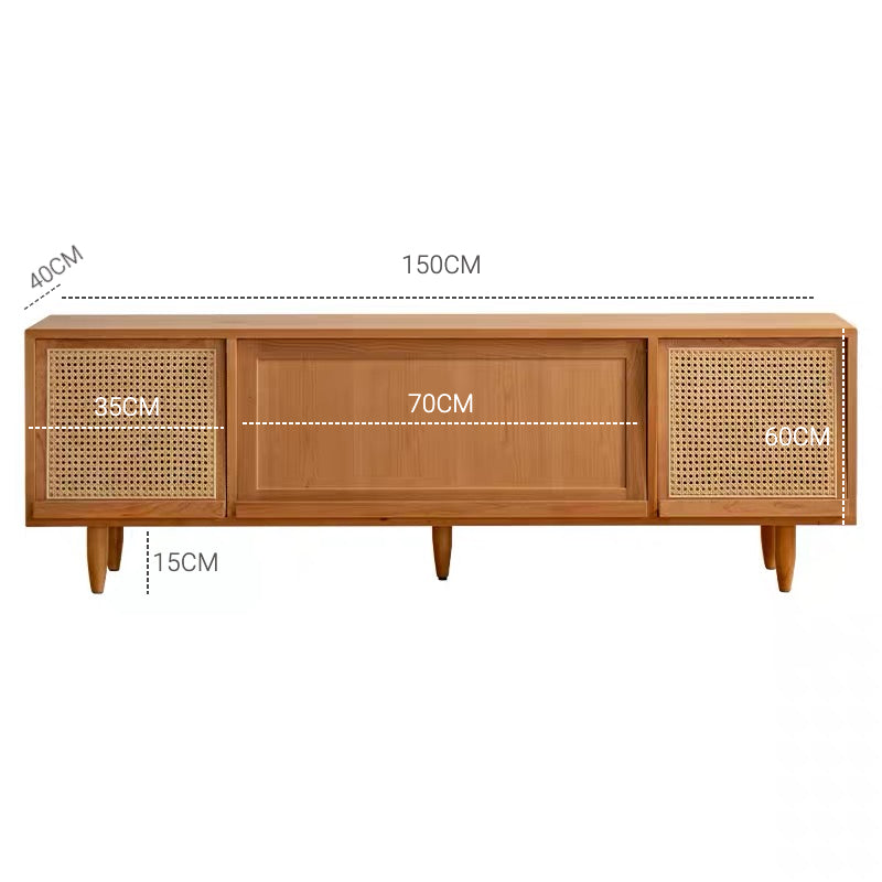 Wood TV Console with Rattan Doors for Media Storage – LaFloria Home Décor
