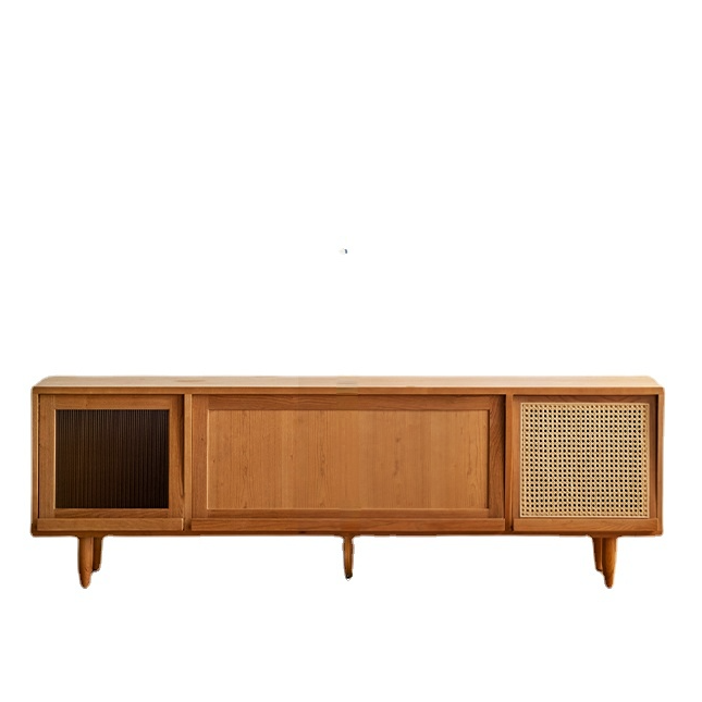 Wood TV Console with Rattan Doors for Media Storage – LaFloria Home Décor