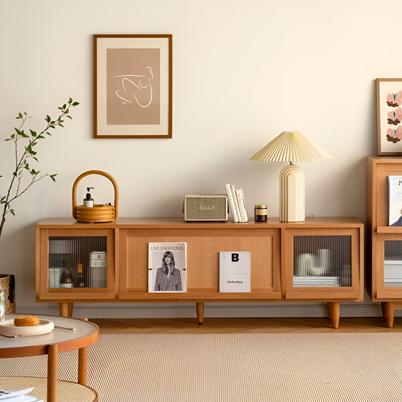 Wood TV Console with Rattan Doors for Media Storage – LaFloria Home Décor